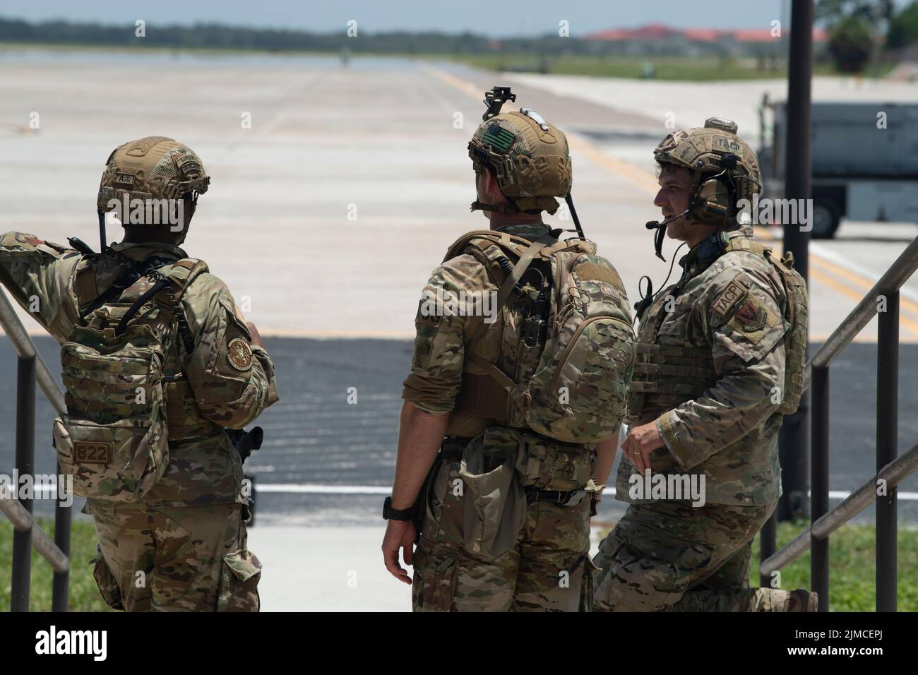 U.S. Air Force Airmen assigned to the 93rd Air Ground Operations Wing ...