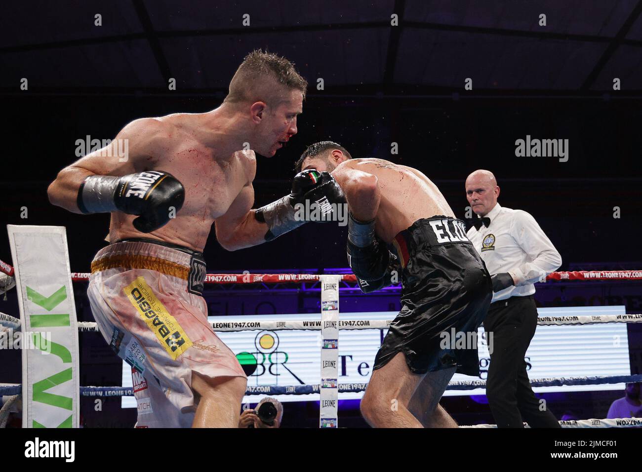 Luca Rigoldi and German Eloyan during the boxing match valid for the ...