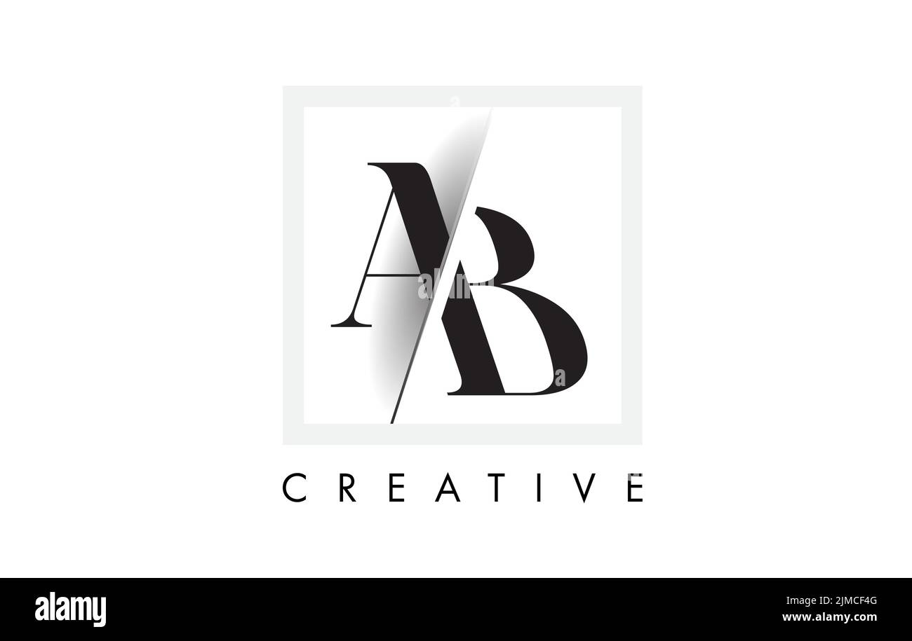 AB Letter Logo Design with Creative Intersected and Cutted Serif Font ...