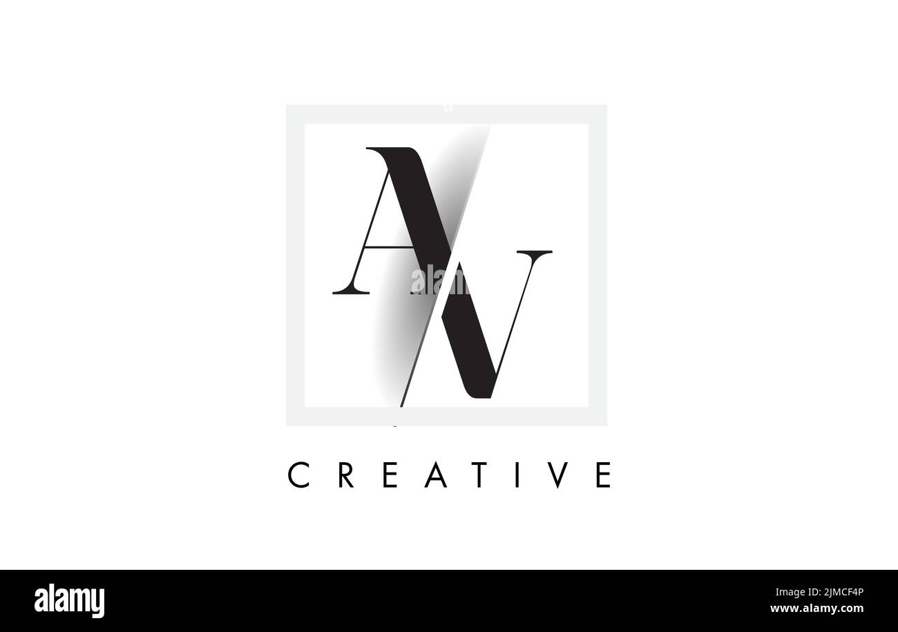 AV Letter Logo Design with Creative Intersected and Cutted Serif Font ...