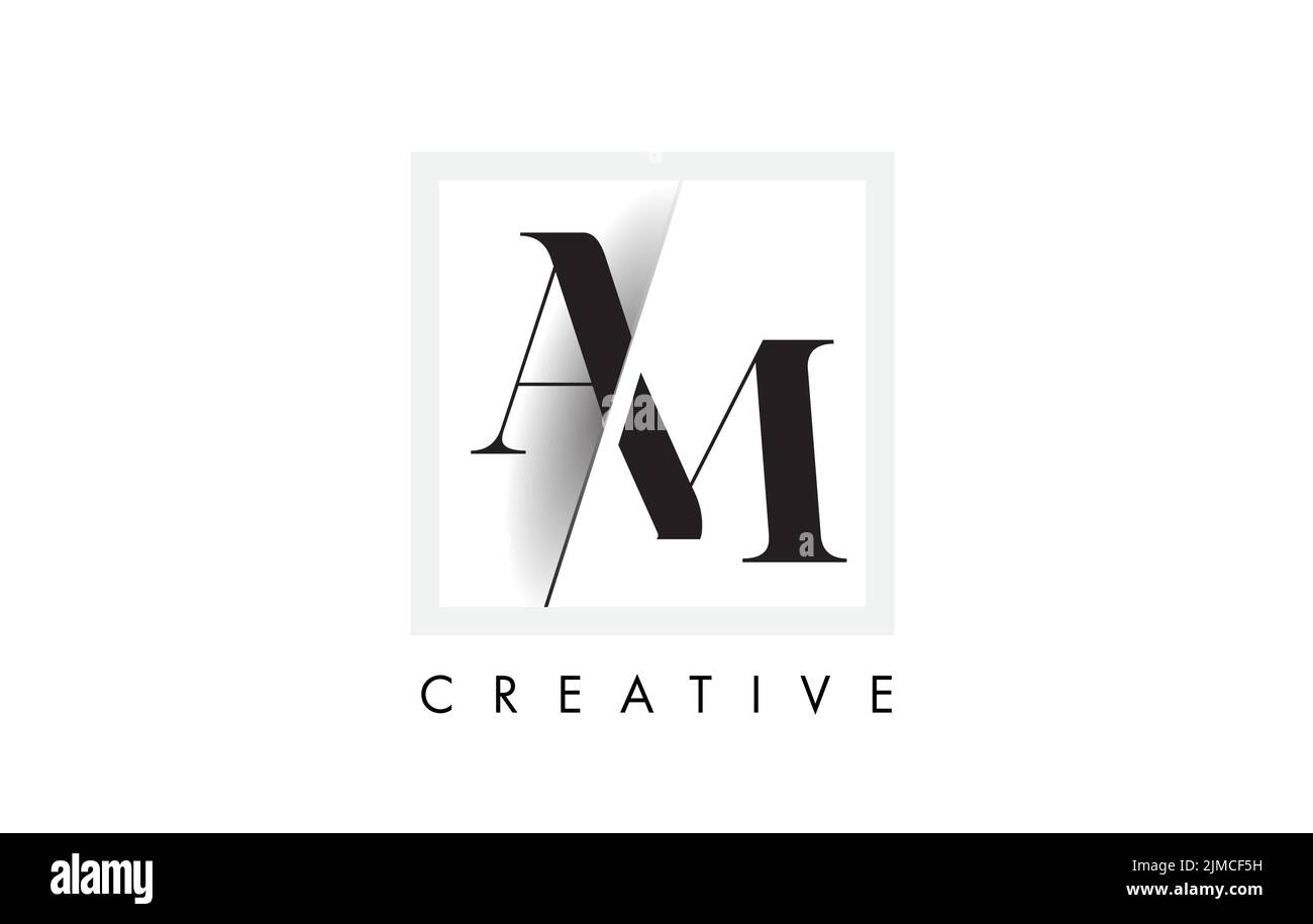 AM Letter Logo Design with Creative Intersected and Cutted Serif Font ...