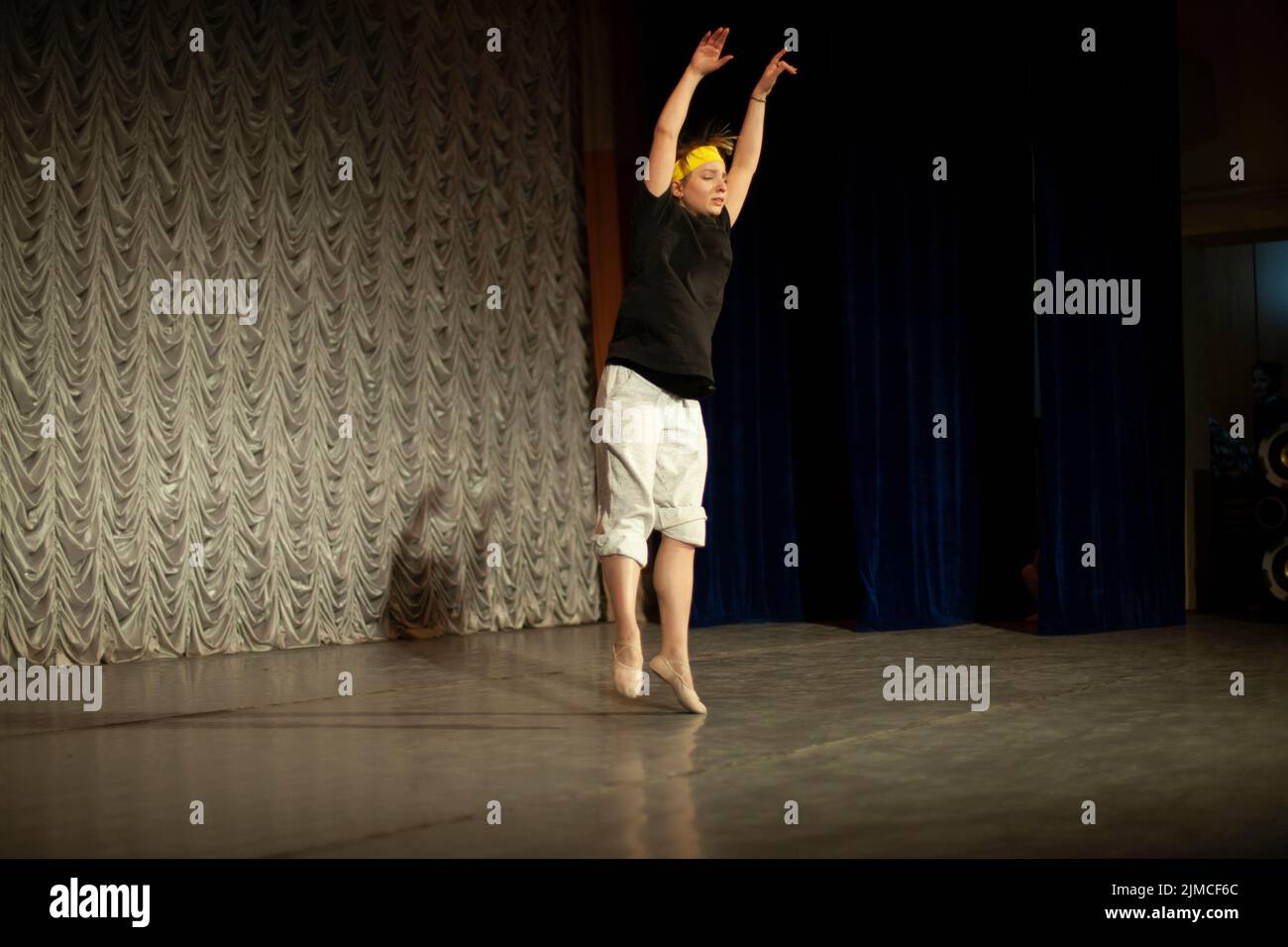 Dancer on stage. Ballet teacher. Expression of emotions in motion ...