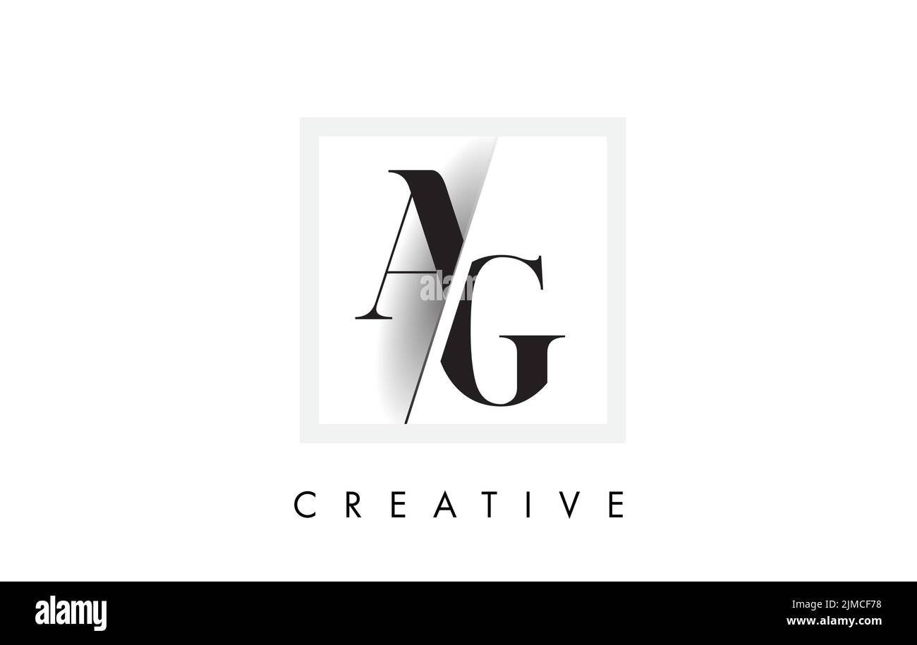 AG Letter Logo Design with Creative Intersected and Cutted Serif Font ...
