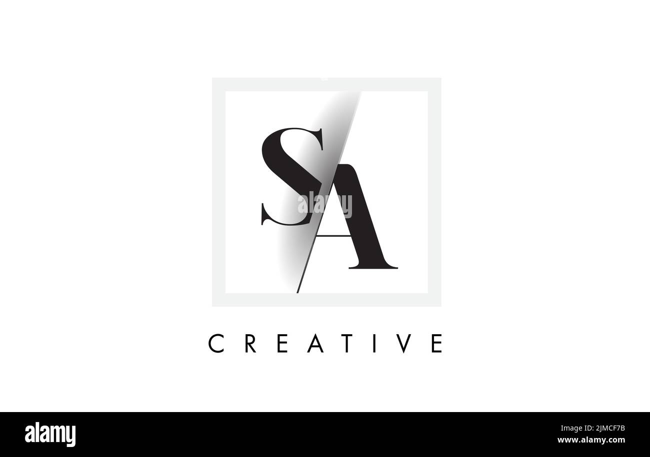 SA Letter Logo Design with Creative Intersected and Cutted Serif Font ...