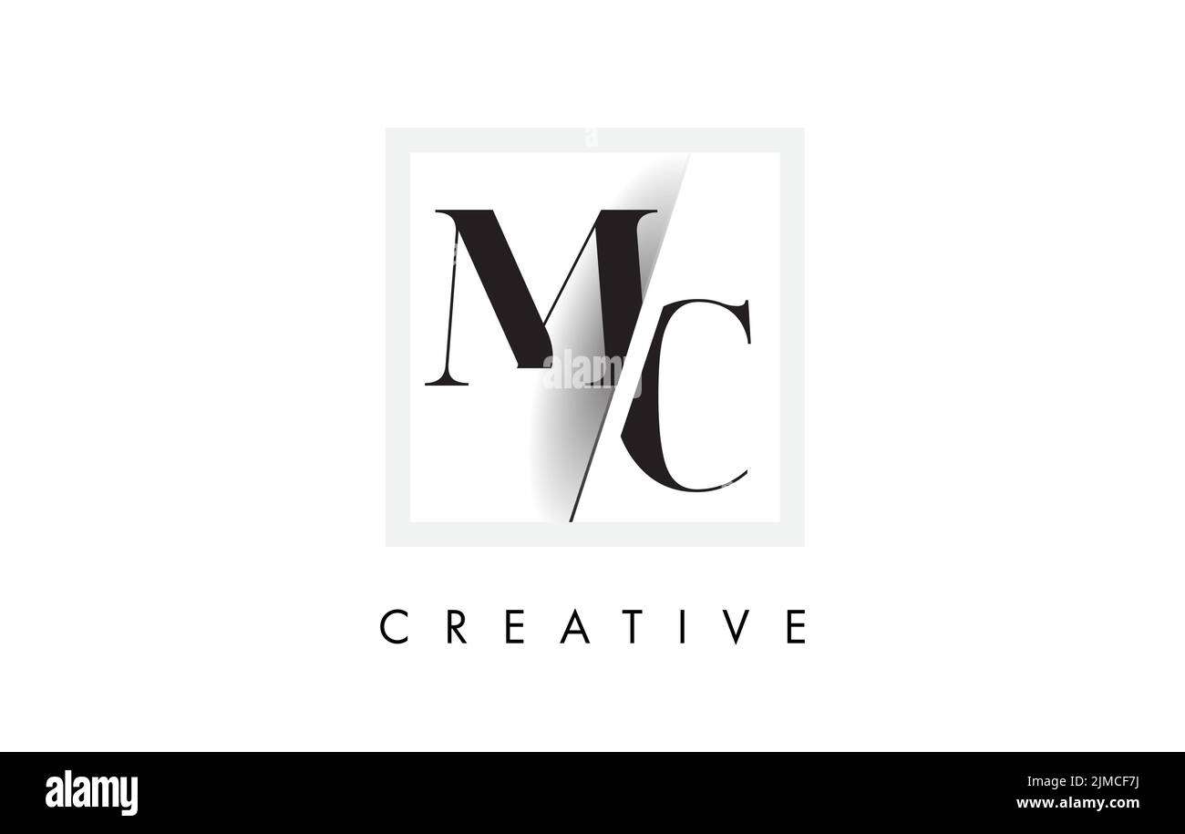 MC Letter Logo Design with Creative Intersected and Cutted Serif Font ...