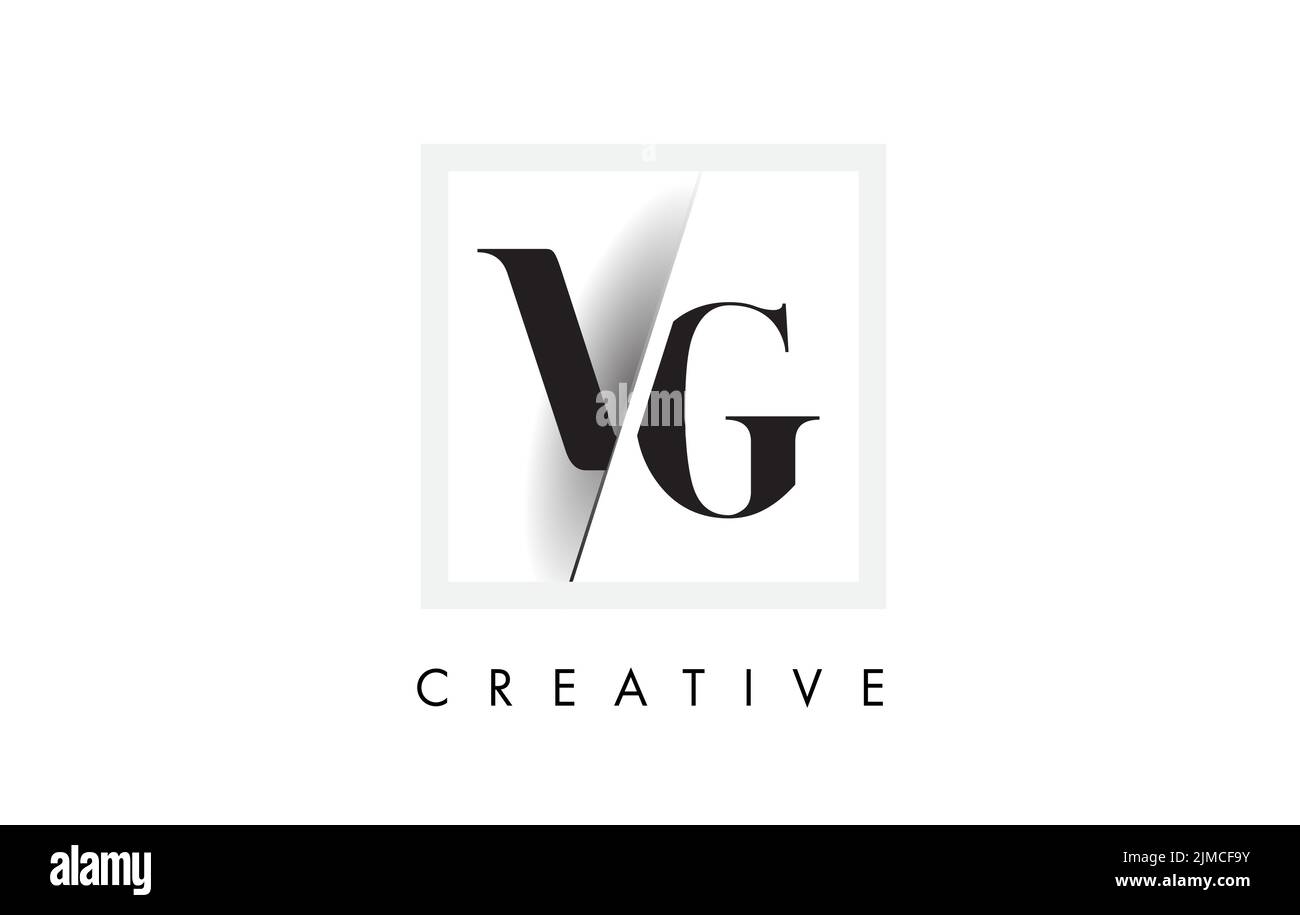 VG Letter Logo Design with Creative Intersected and Cutted Serif Font ...