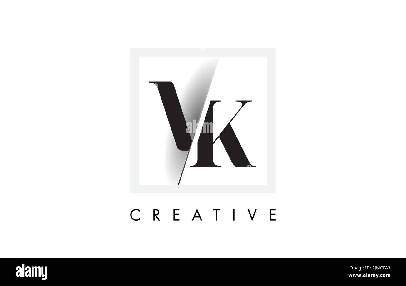 VK Letter Logo Design with Creative Intersected and Cutted Serif Font ...