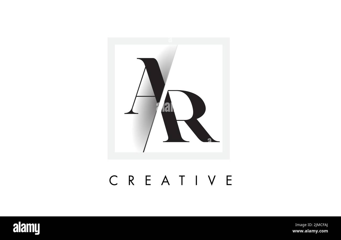 AR Letter Logo Design with Creative Intersected and Cutted Serif Font ...