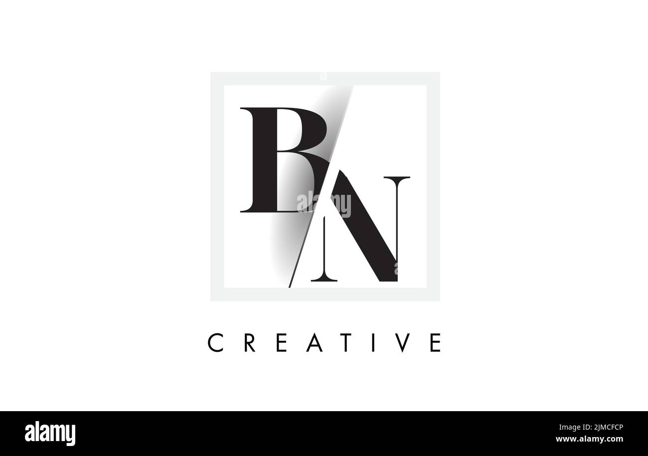 BN Letter Logo Design with Creative Intersected and Cutted Serif Font ...