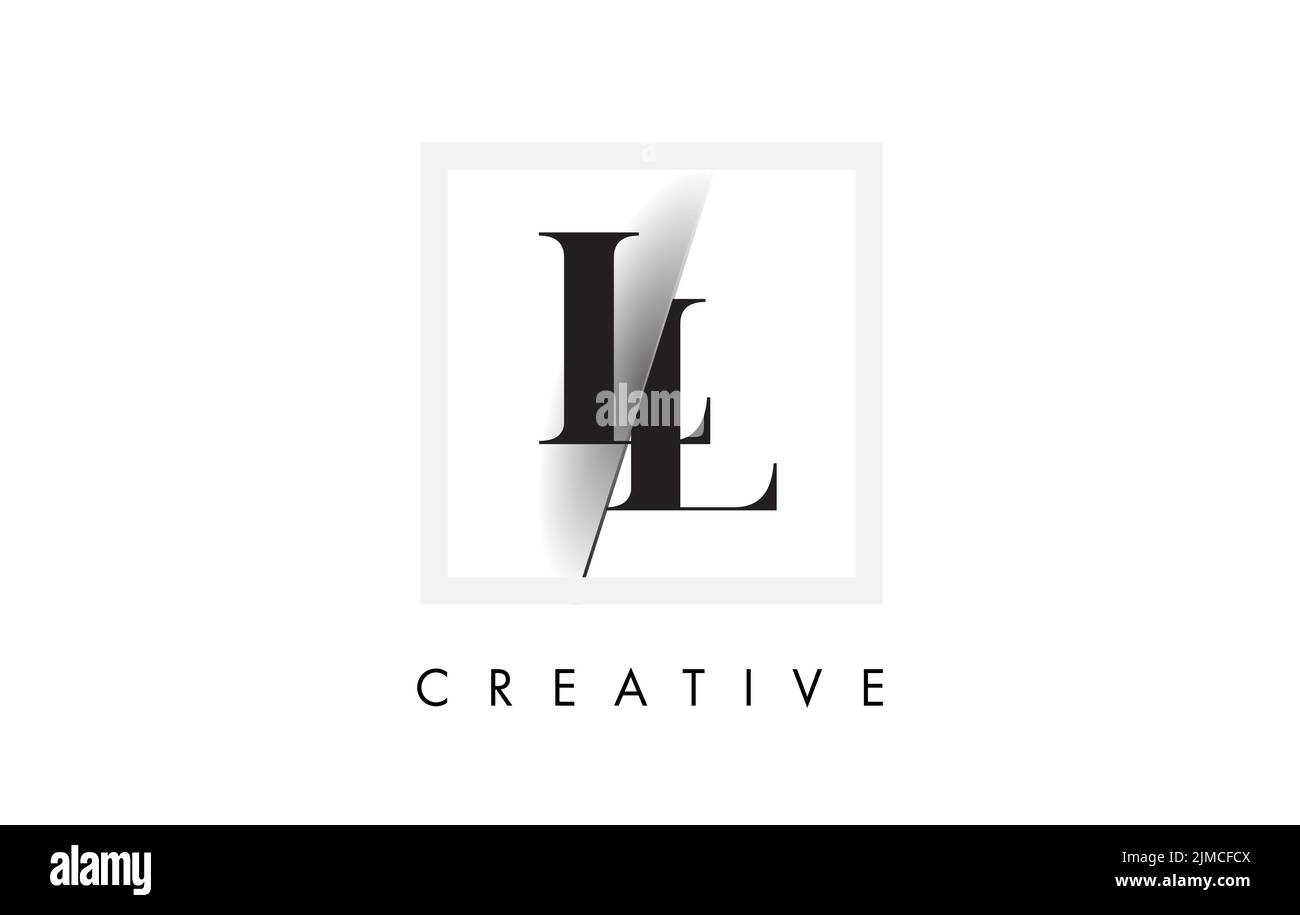 LL Letter Logo Design with Creative Intersected and Cutted Serif Font ...