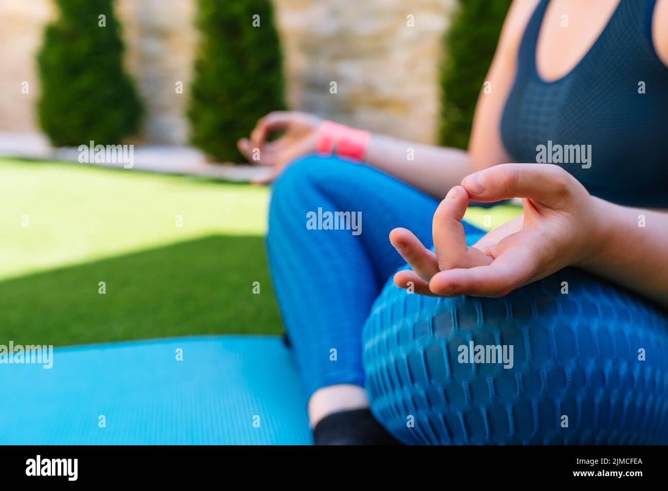 Breathing exercises on yoga mat hi-res stock photography and images - Alamy