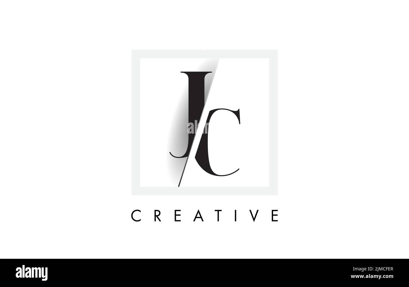 JC Letter Logo Design with Creative Intersected and Cutted Serif Font ...