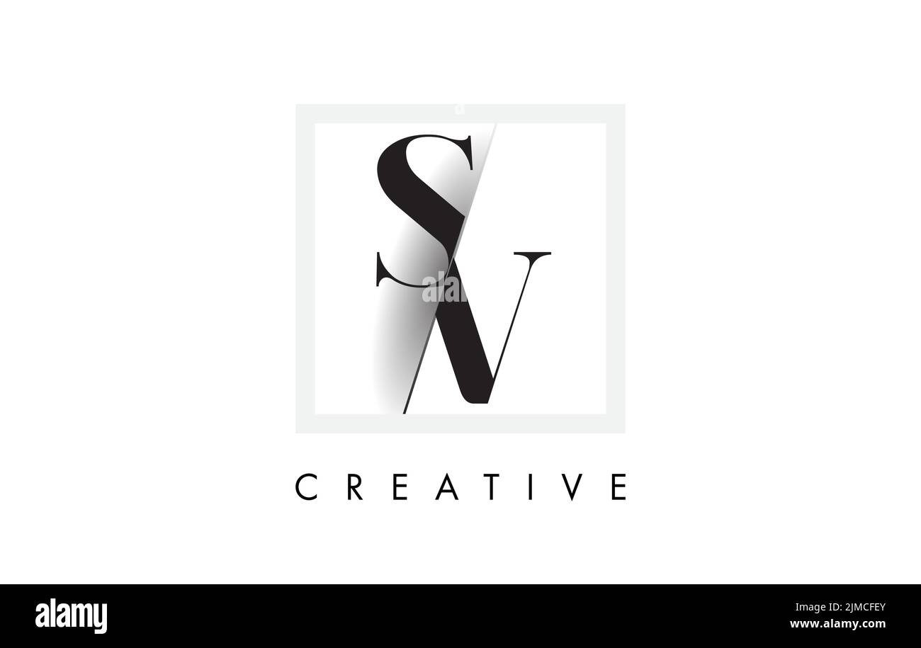 SV Letter Logo Design with Creative Intersected and Cutted Serif Font ...