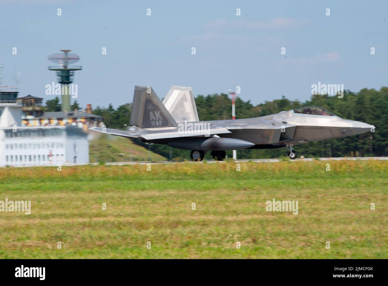 A U.S. Air Force F-22 Raptor assigned to the 90th Fighter Squadron, 3rd ...