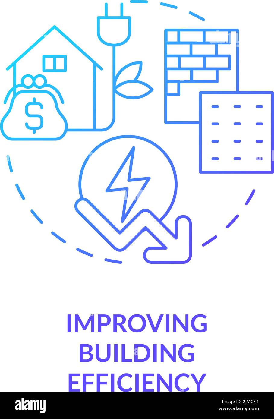 Improving building efficiency blue gradient concept icon Stock Vector ...