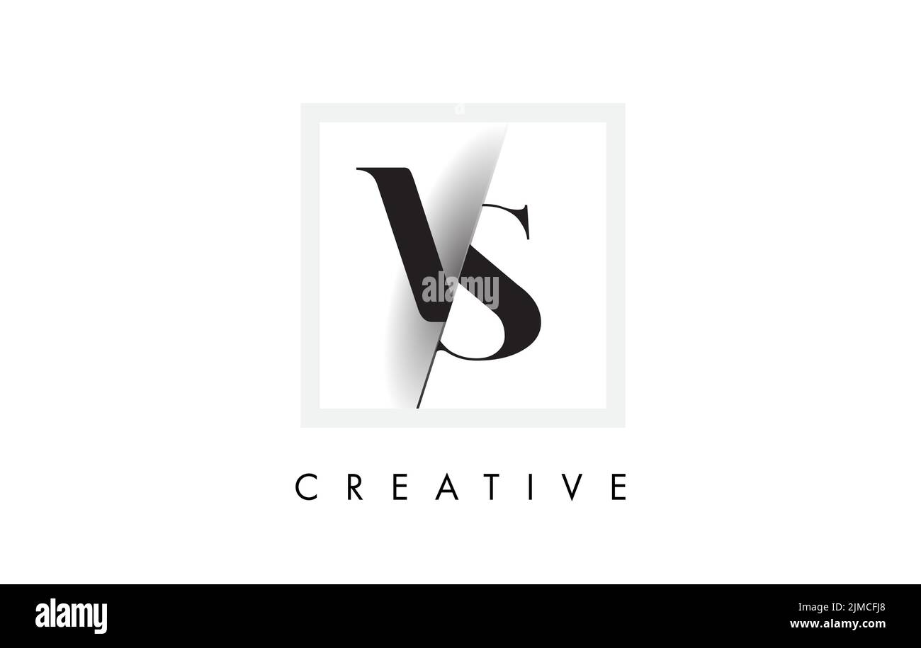 VS Letter Logo Design with Creative Intersected and Cutted Serif Font ...