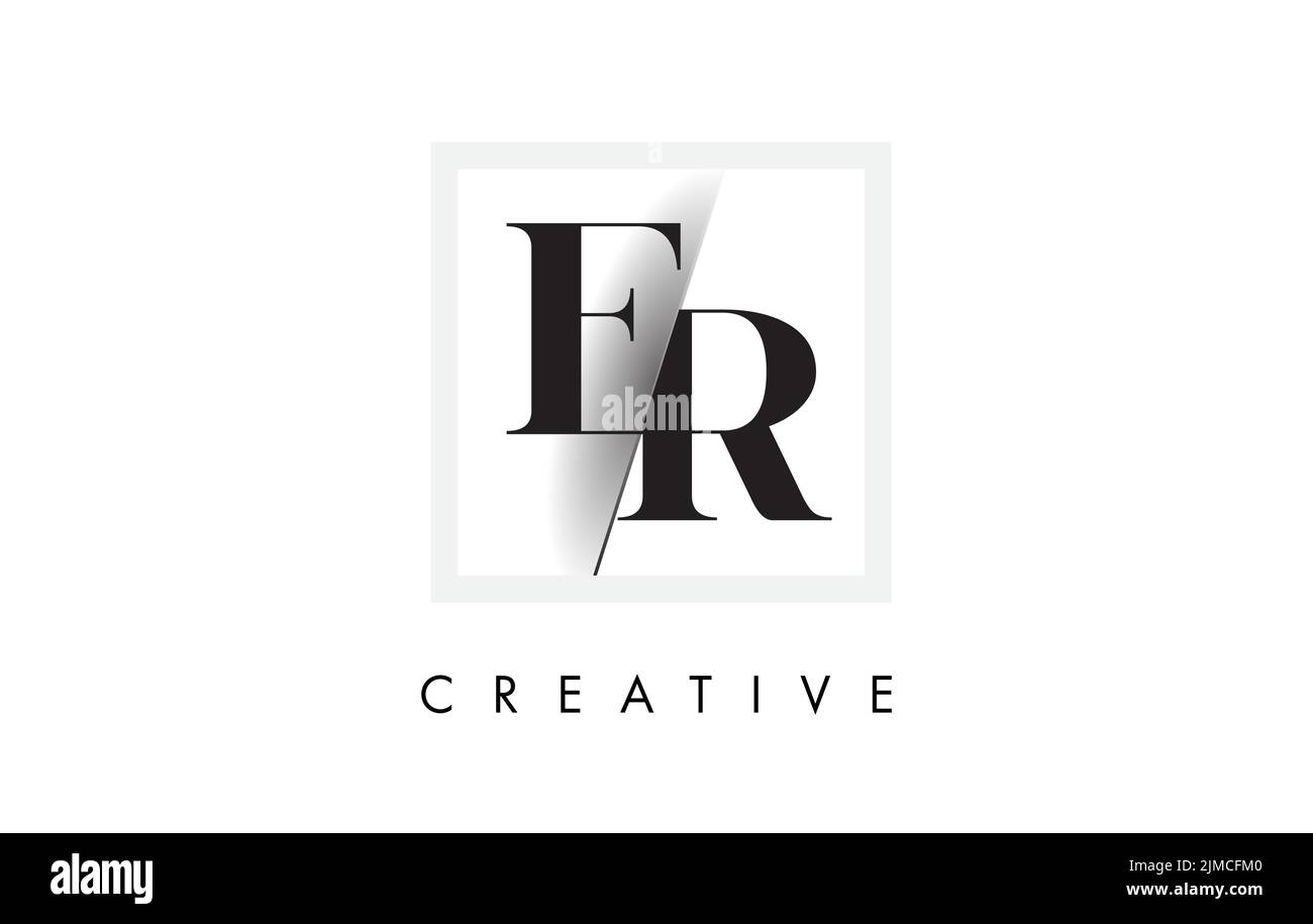ER Letter Logo Design with Creative Intersected and Cutted Serif Font ...