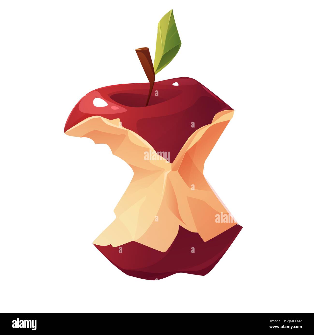 Apple core cartoon vector illustration. Red apple stump Stock Vector ...