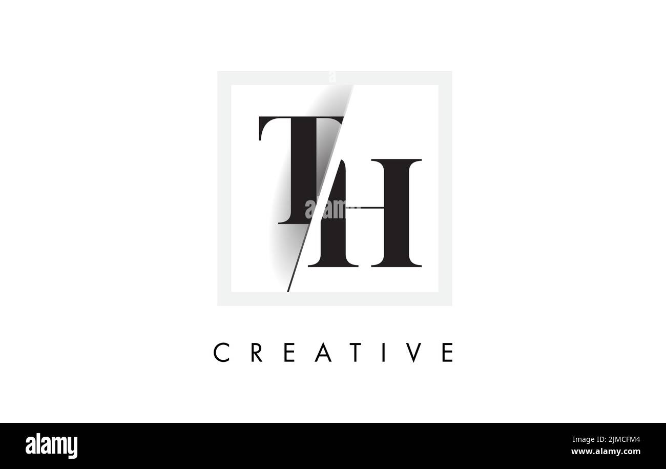 TH Letter Logo Design with Creative Intersected and Cutted Serif Font ...