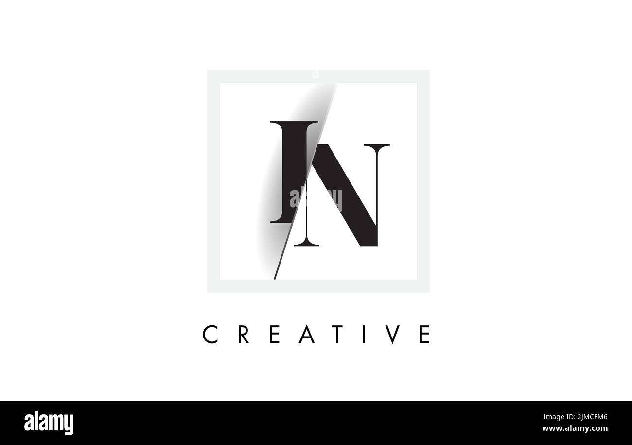 IN Letter Logo Design with Creative Intersected and Cutted Serif Font ...