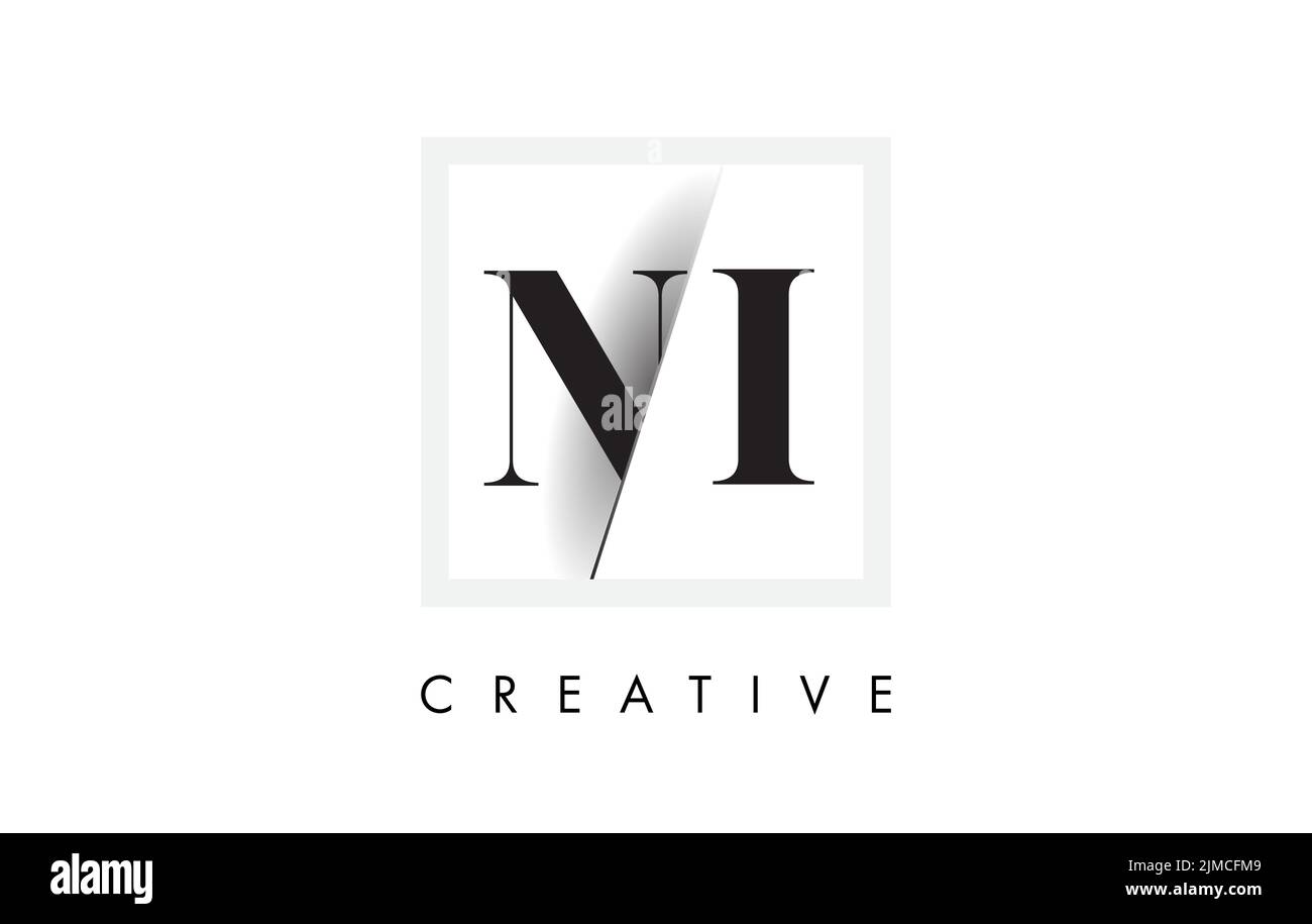 NI Letter Logo Design with Creative Intersected and Cutted Serif Font ...