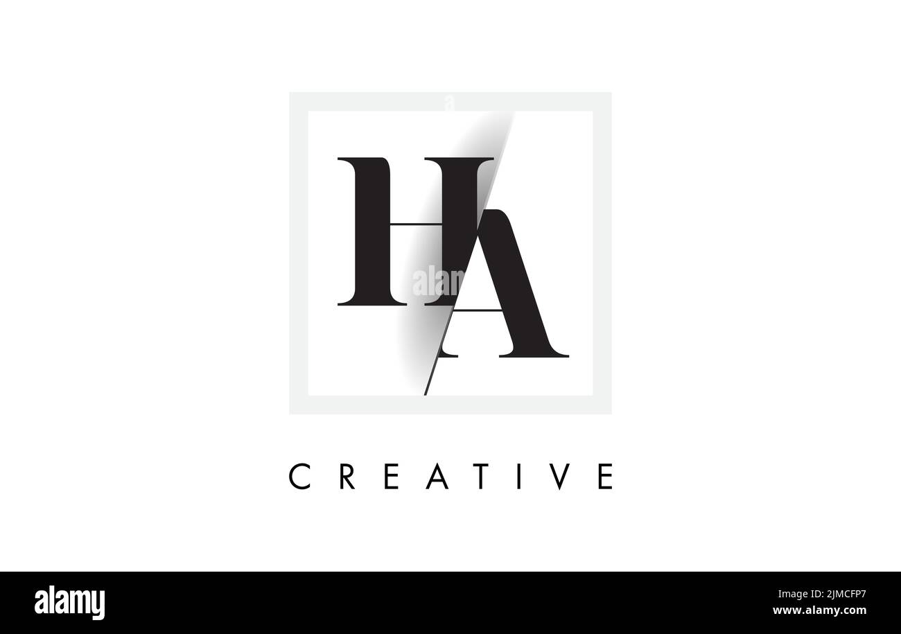 HA Letter Logo Design with Creative Intersected and Cutted Serif Font ...
