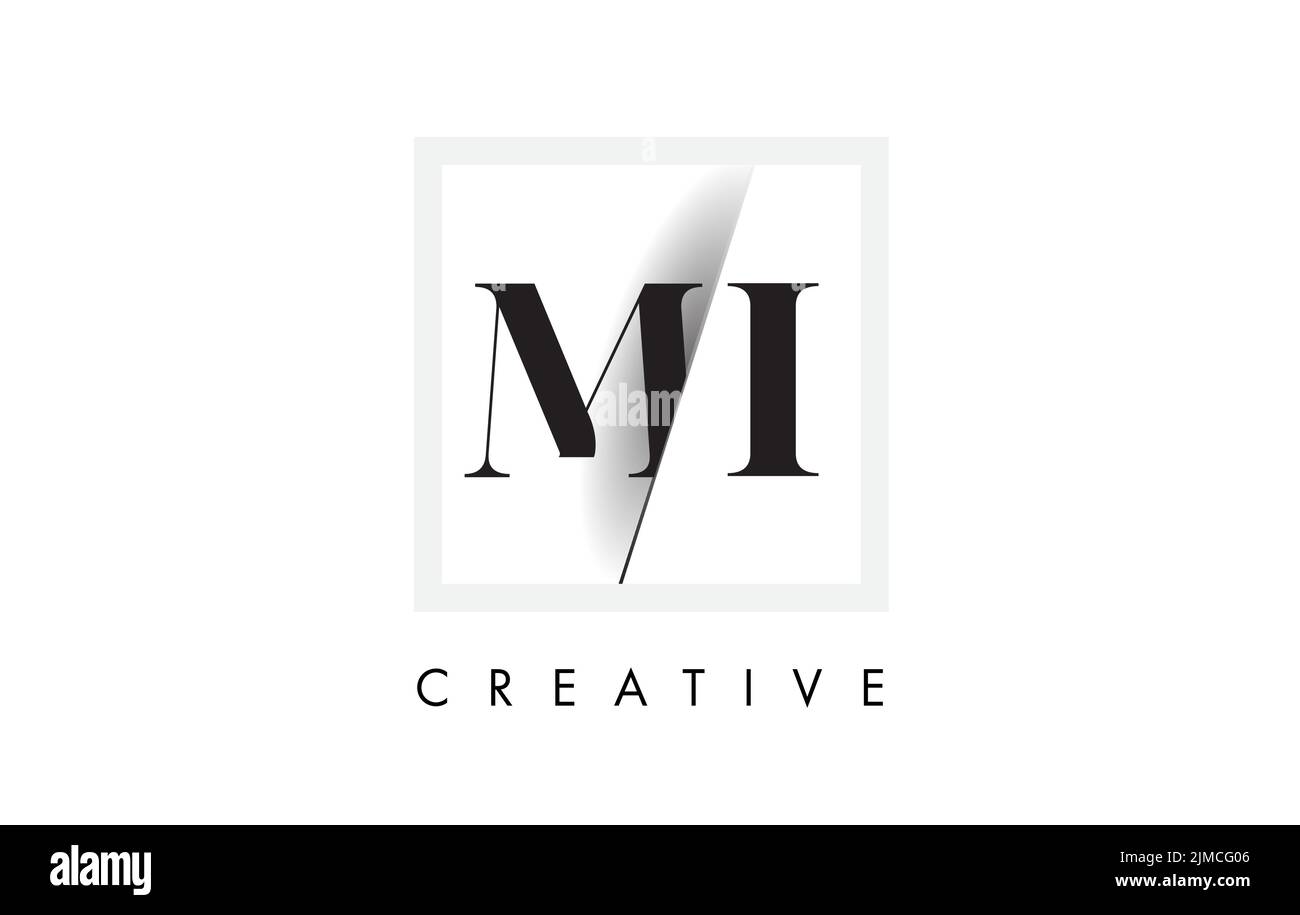MI Letter Logo Design with Creative Intersected and Cutted Serif Font ...
