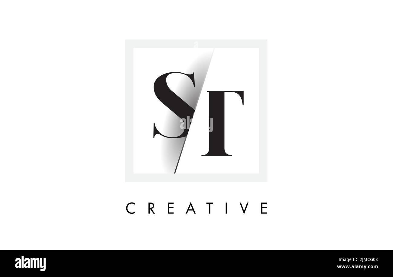 ST Letter Logo Design with Creative Intersected and Cutted Serif Font ...