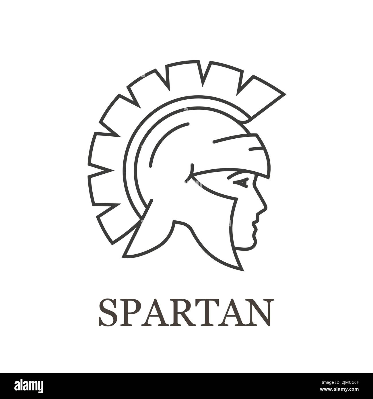 Spartan helmet line icon on white background. Editable stroke Stock ...