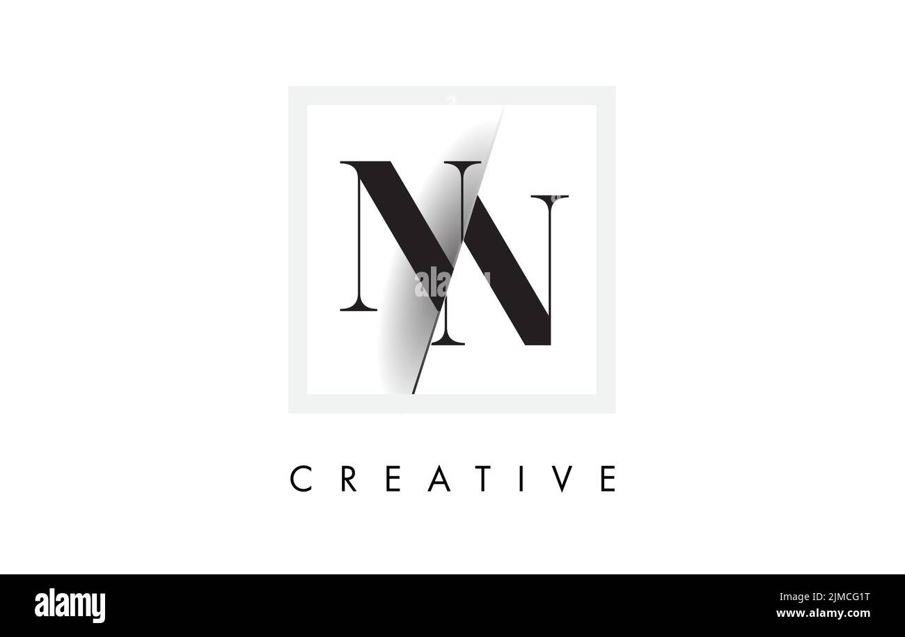 NN Letter Logo Design with Creative Intersected and Cutted Serif Font ...