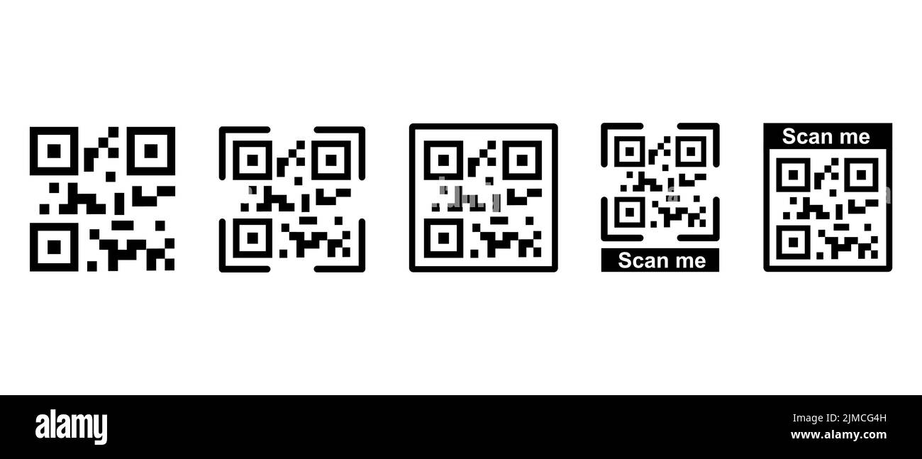 QR Code vector symbol set. QR code frame scan me for mobile ...