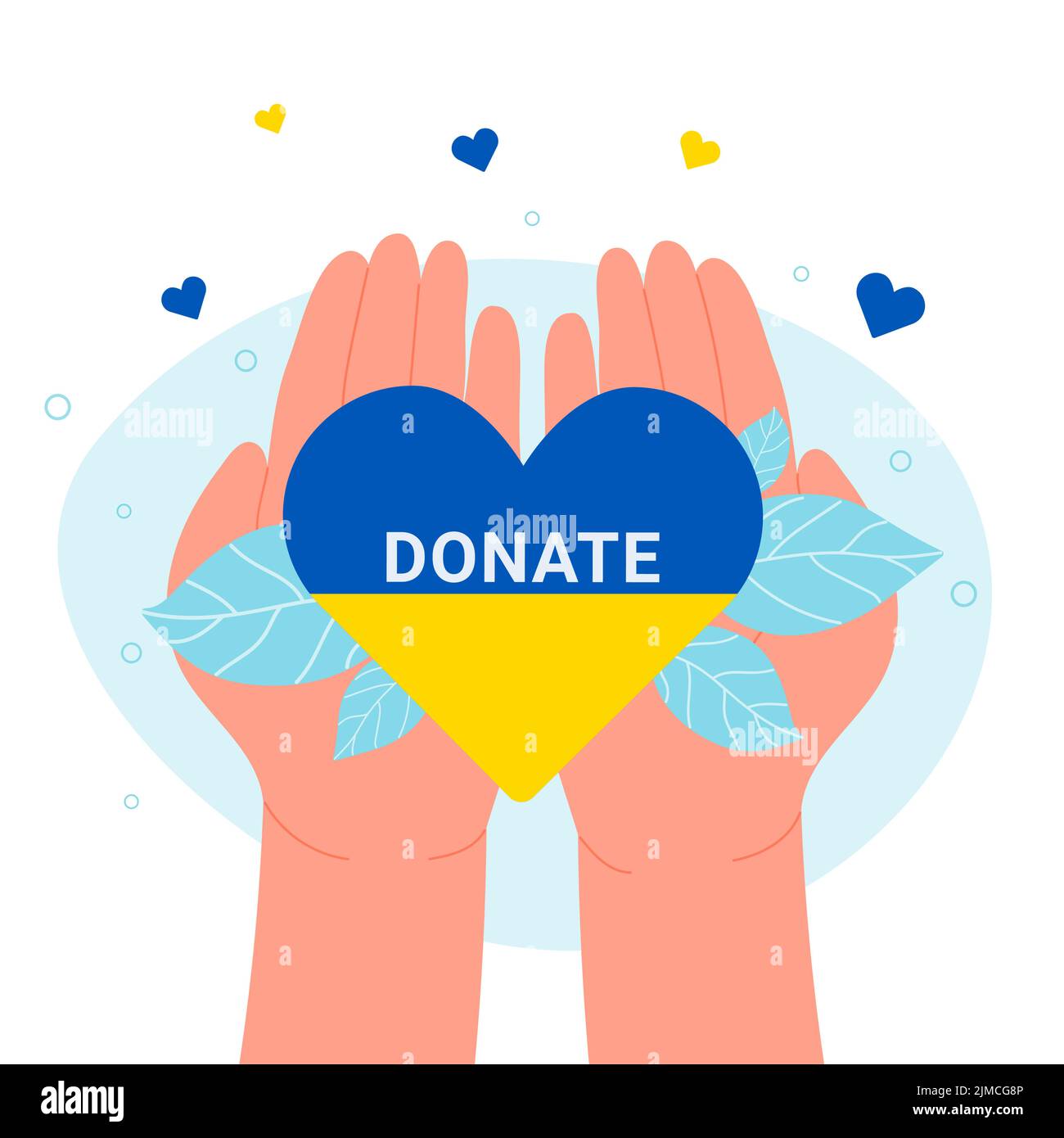 Hands of volunteer holding yellow and blue heart in colors of Ukrainian ...