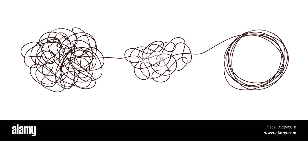 Tangle chaos, psychoterapy concept. Business design in one line, order ...