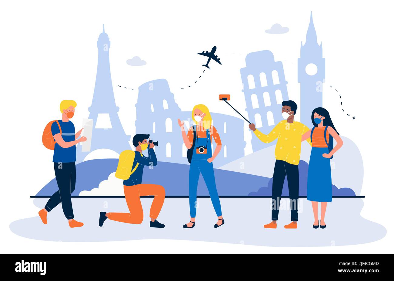 Crowd tourists sightseeing Cut Out Stock Images & Pictures - Alamy