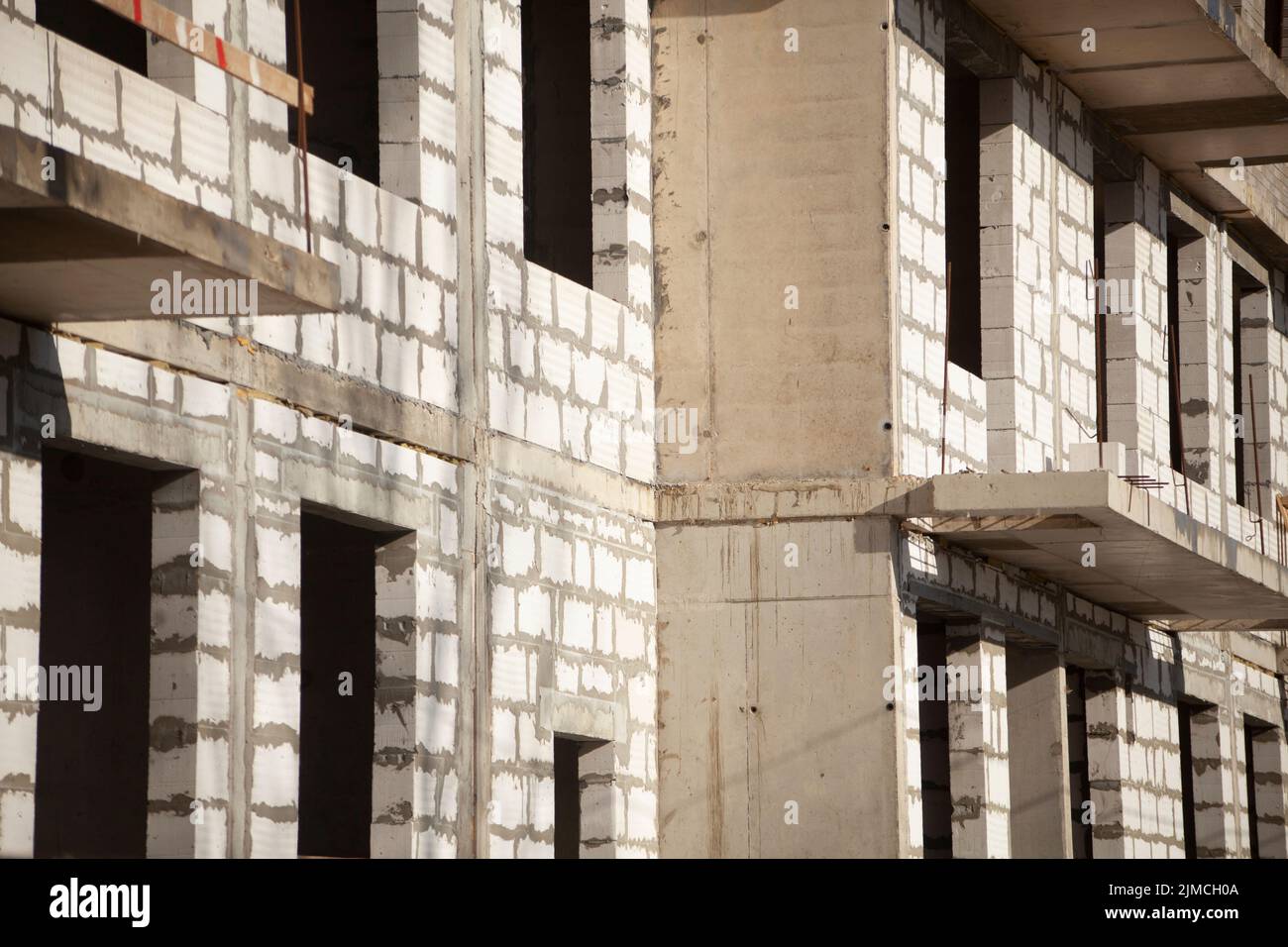 Details of house under construction. Concrete blocks Stock Photo - Alamy