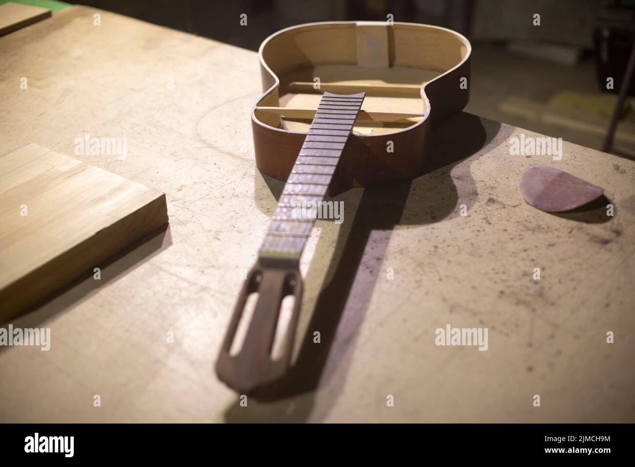 Acoustic Guitar Repair Guitar Without Body Details Of Wood Workshop Musical Instrument