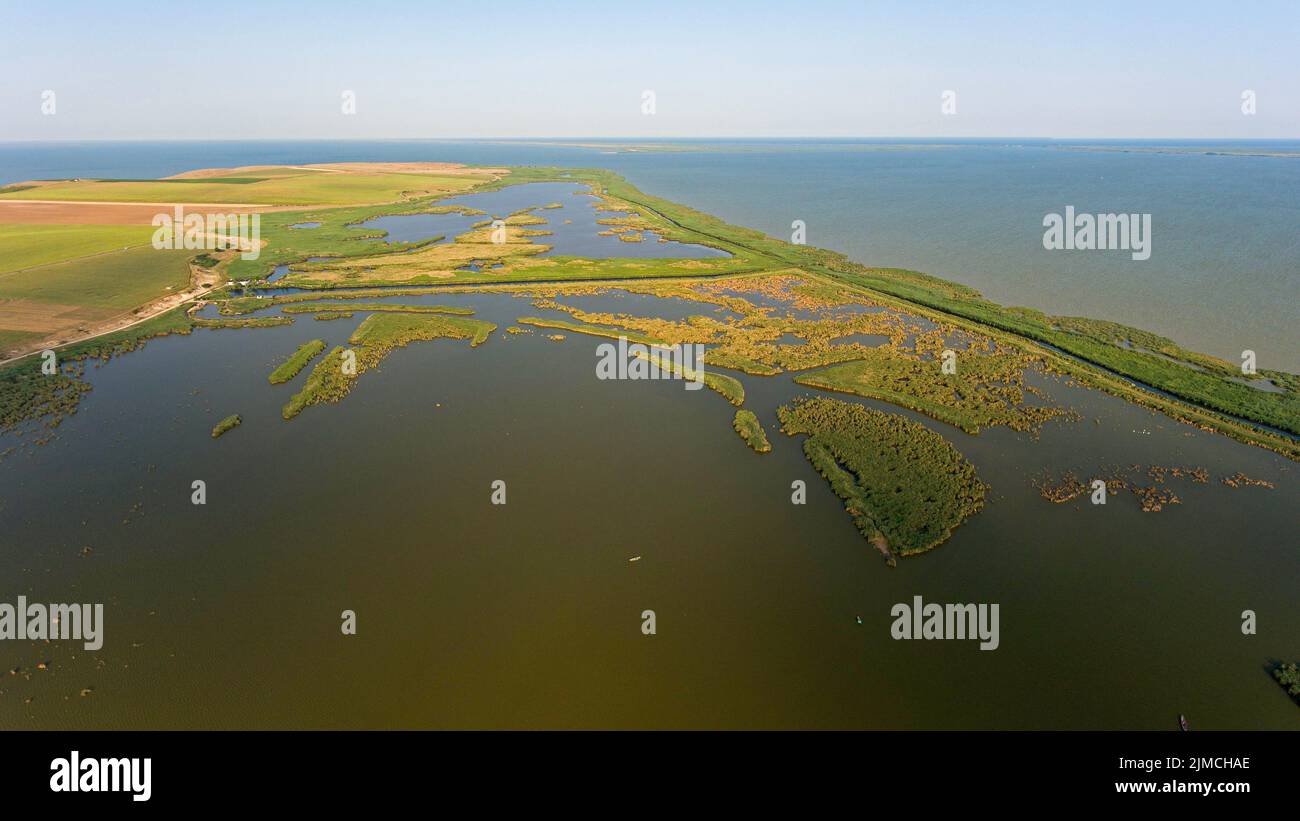 Balta Lunca, Jurilovca, Lake GoloviÈ›a, drone image, aerial photo ...