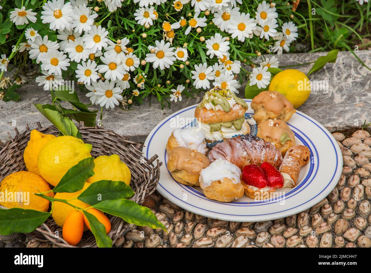 Typical Patisserie and Lemon Display, Taormina, East Coast, Sicily ...