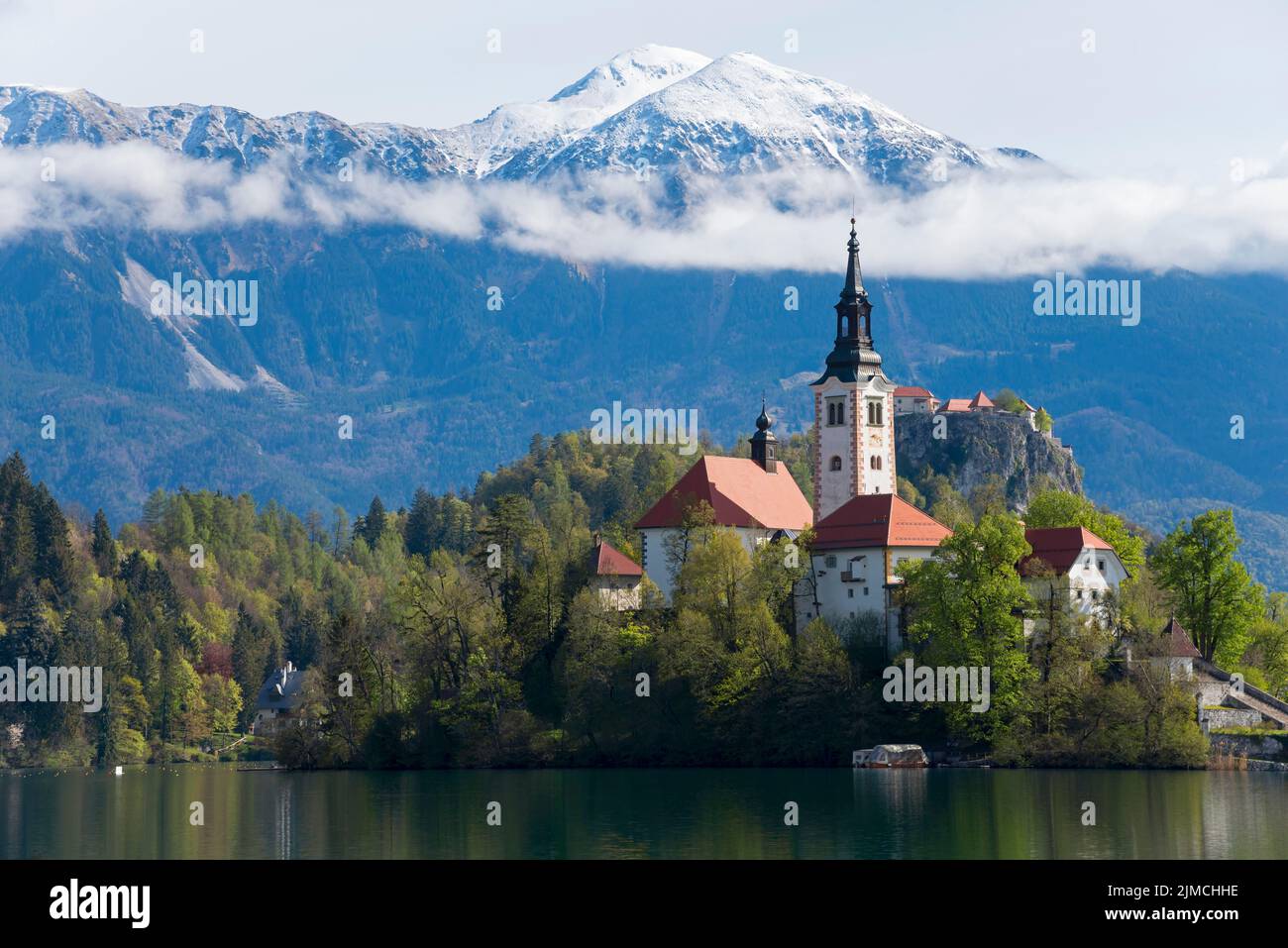 Bled Island with St. Mary's Church, Lake Bled, Lake Veldes, Blejsko ...