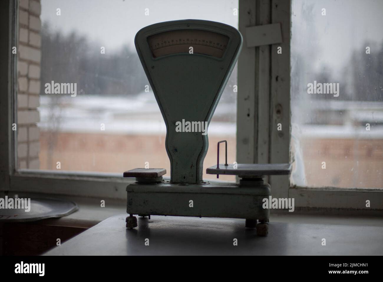 Scales for weighing products. Scales in dining room. Means of measuring ...