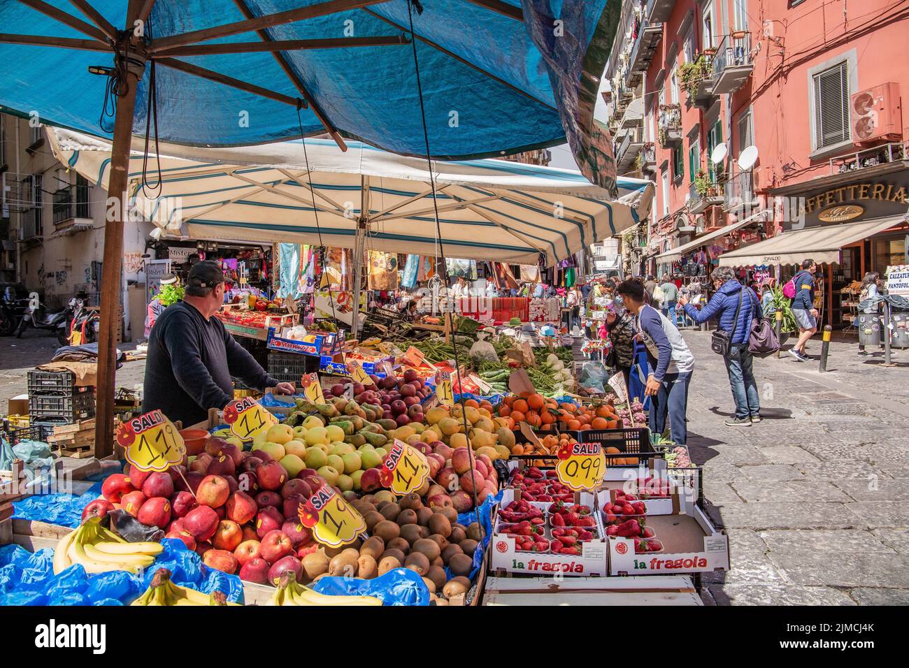 Fruit stall In the market district of Montesanto, Naples, Gulf of ...