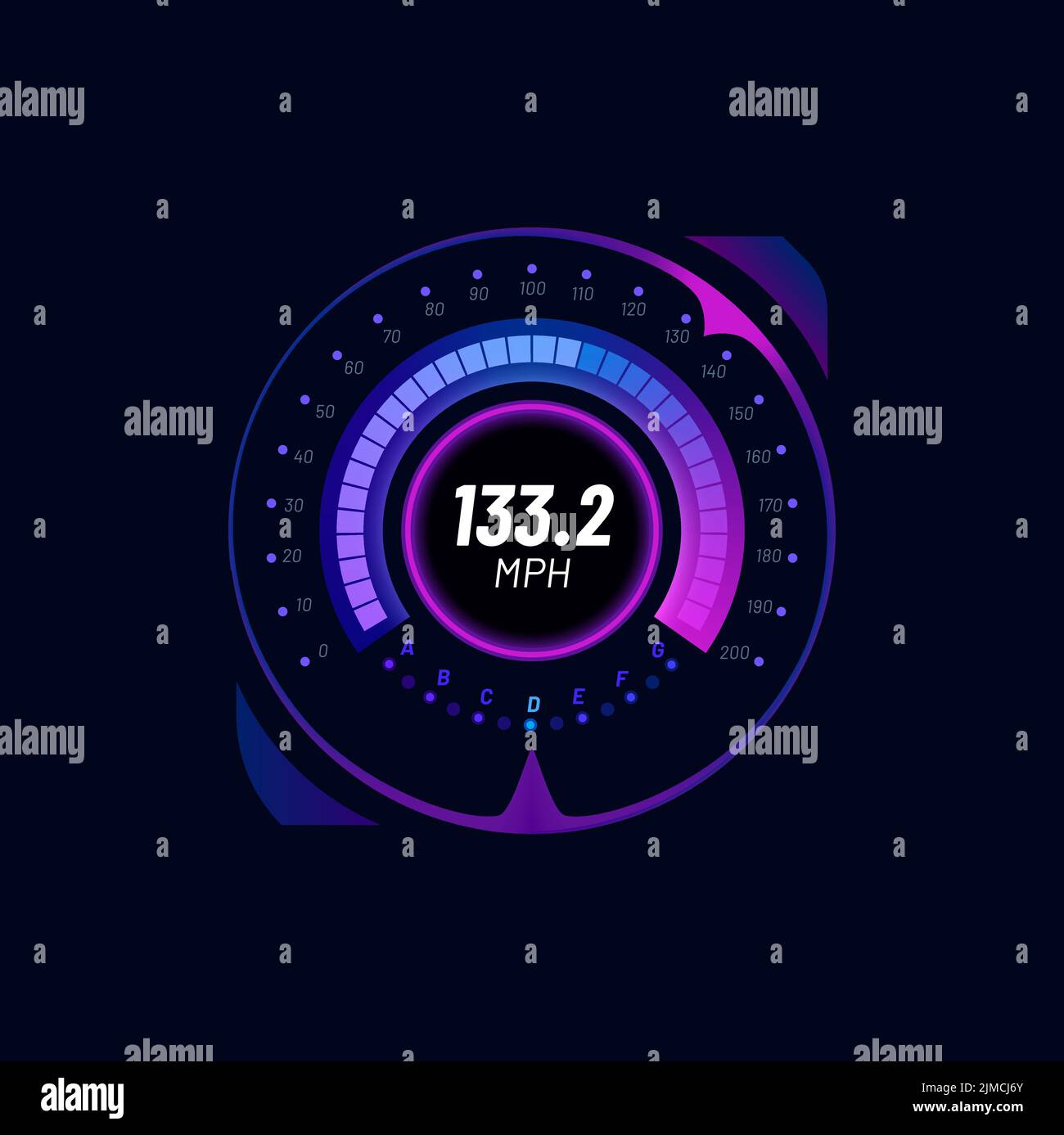 Futuristic car speedometer digital gauge neon dial. Automobile ...