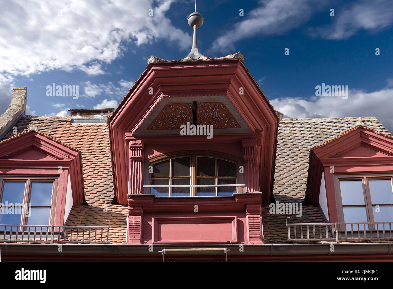 Historic dormer window of an old town house, Bergstrasse 23, Nuremberg ...