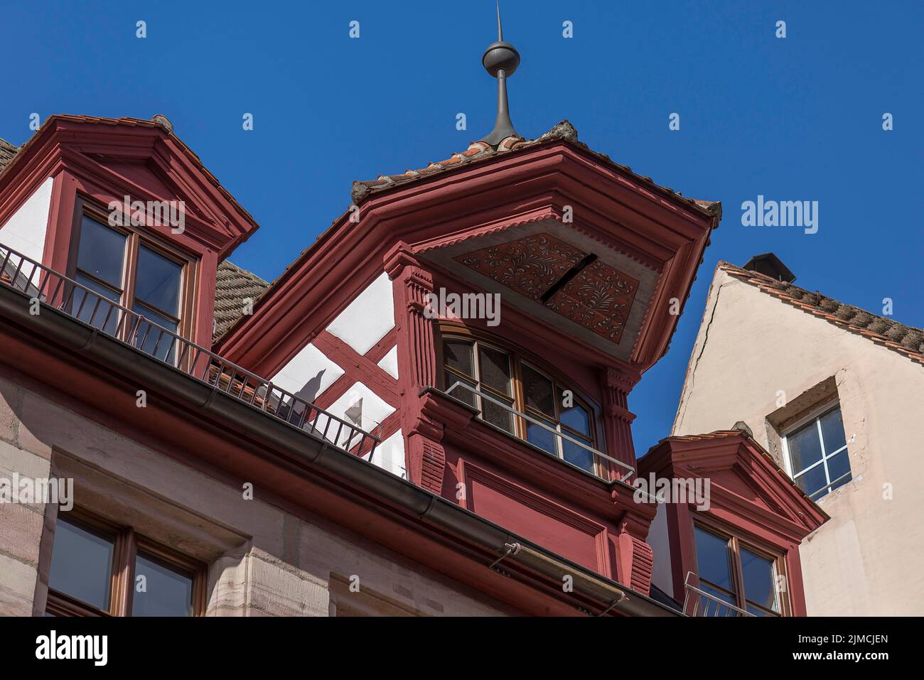 Historic dormer window of an old town house, Bergstrasse 23, Nuremberg ...