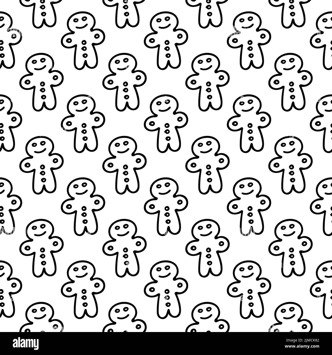 Gingerbread seamless pattern. Cute smiling Christmas cookie festive ...