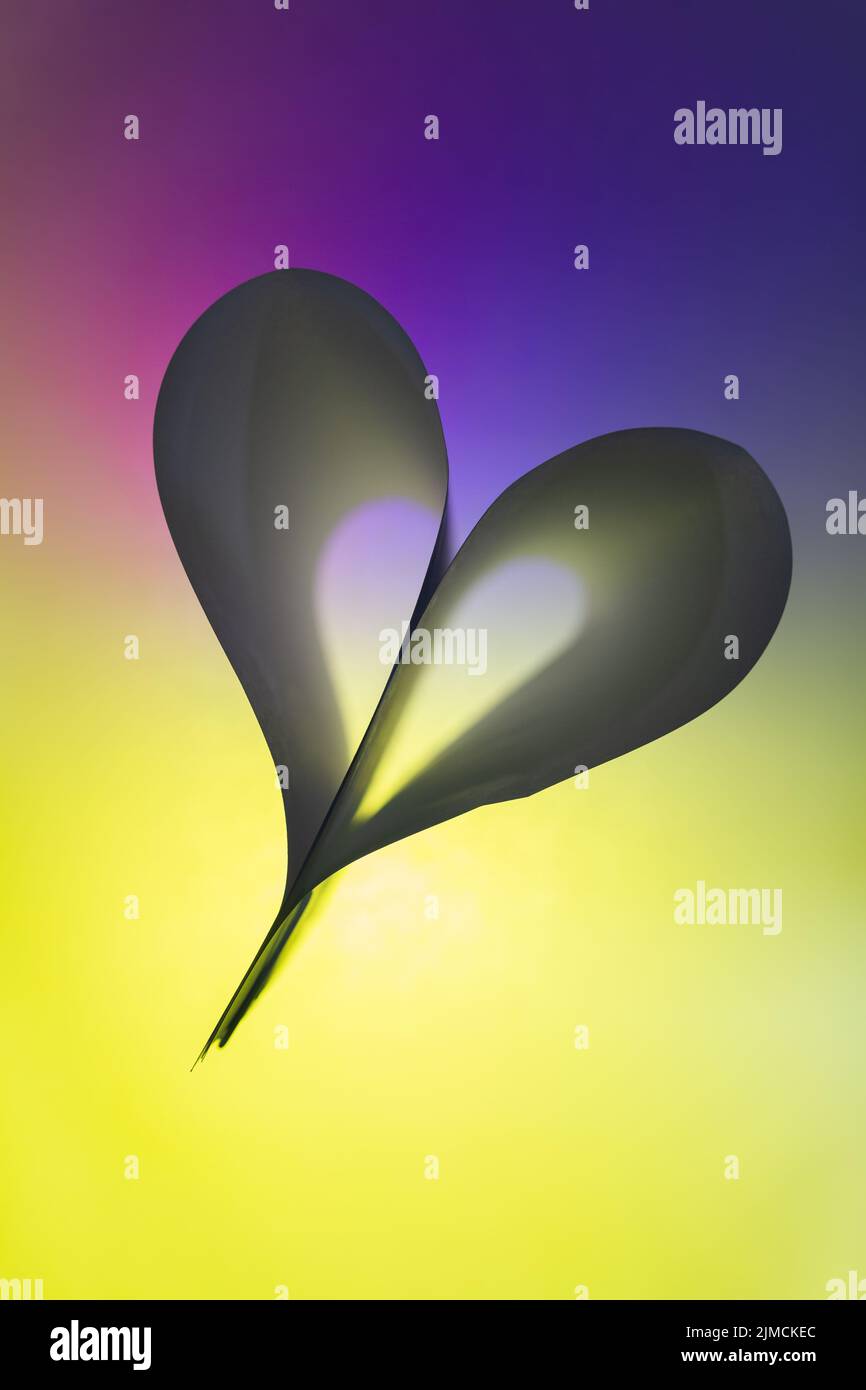 Folded backlit paper abstract heart shape suitabe as wallpaper Stock ...