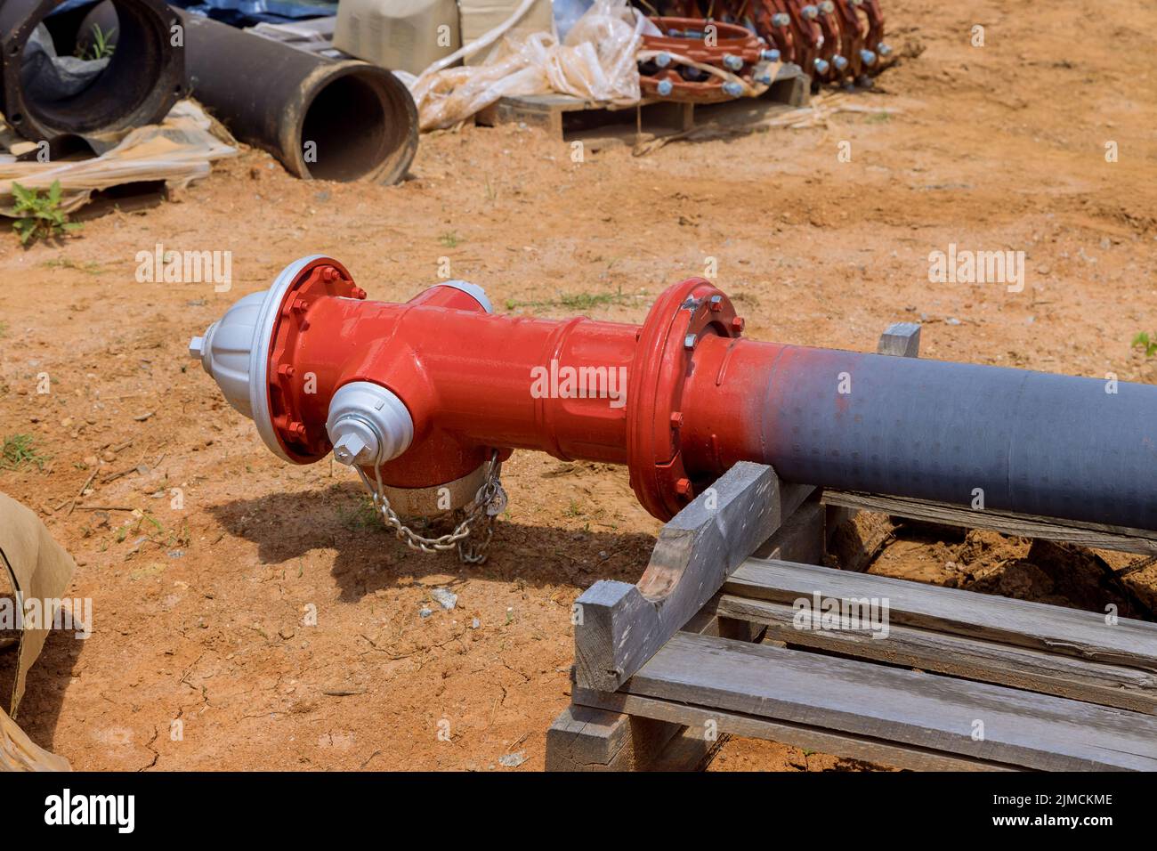 In preparation for its installation on the construction site, the fire ...