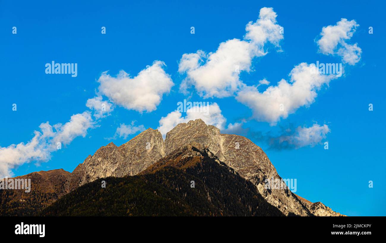 Spring clouds over the Ifinger Peak, Merano 2000, near Merano, South ...
