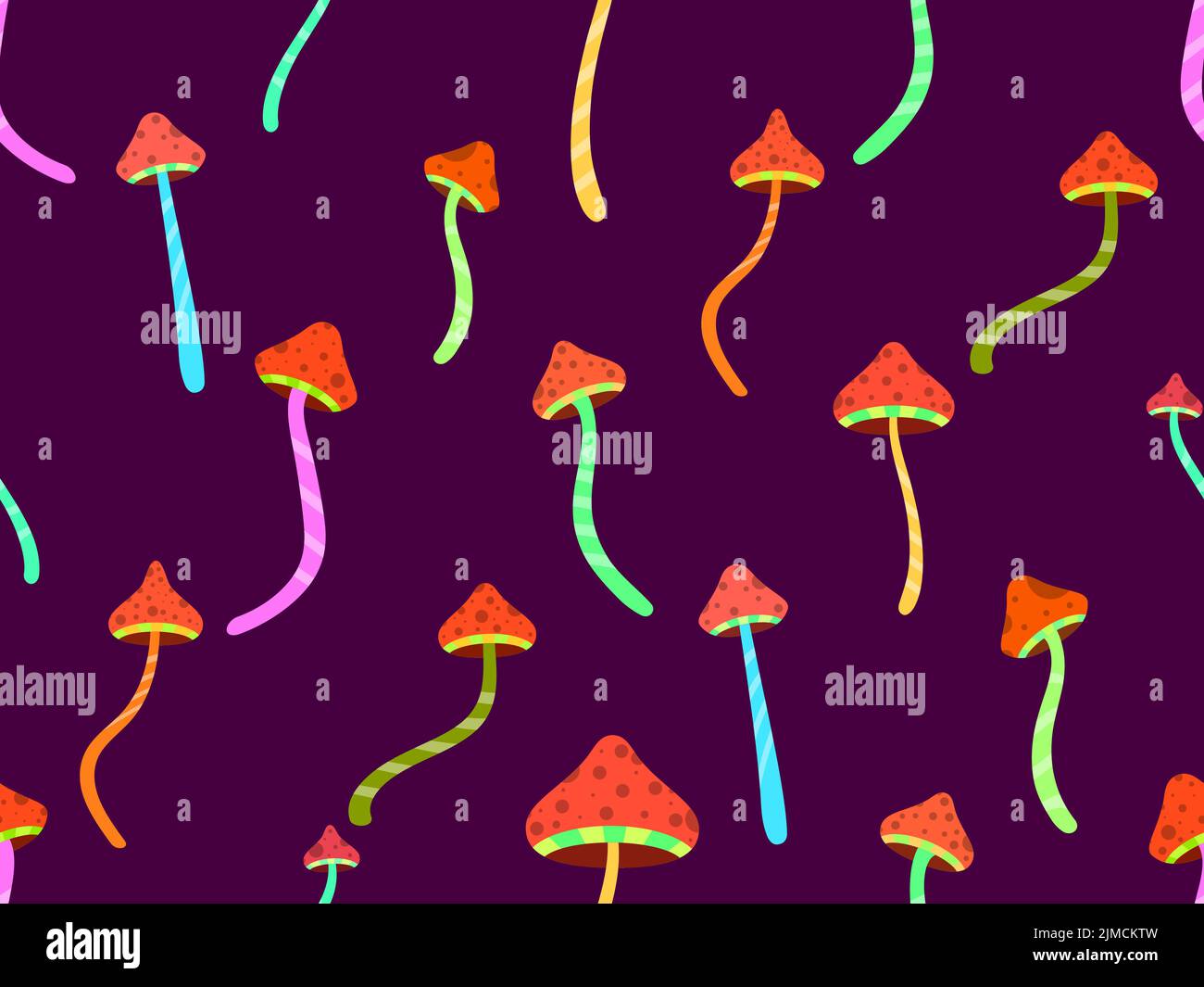 Hallucinogenic mushrooms seamless pattern. Psychedelic mushrooms, acid ...