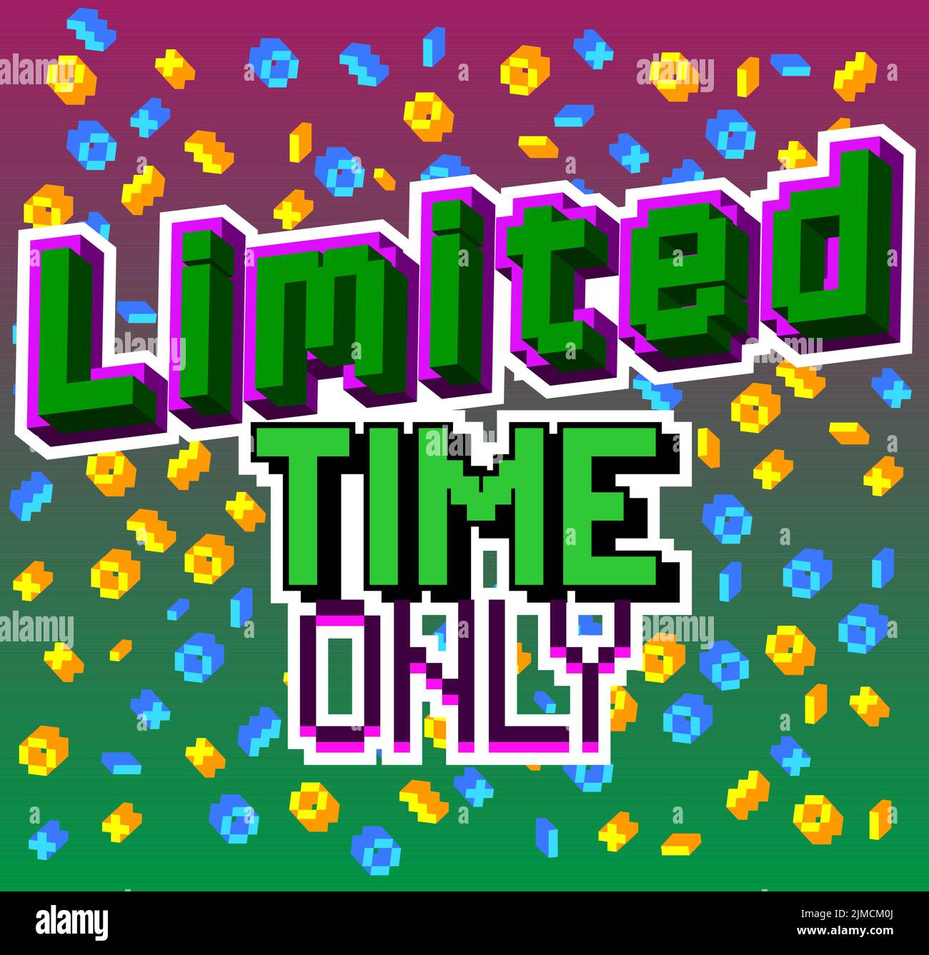 Limited Time Only. Pixelated word with geometric graphic background ...